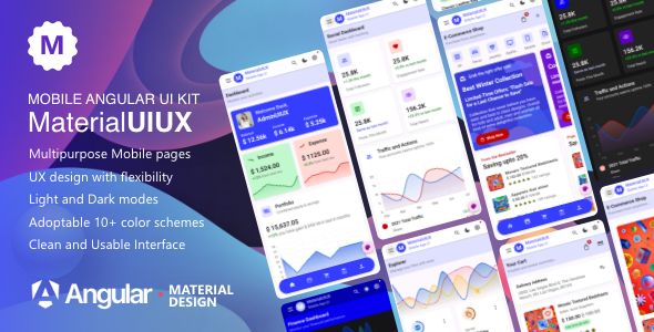 Mobile Material UIUX Angular Frontend UI kit Template Admin UI UX