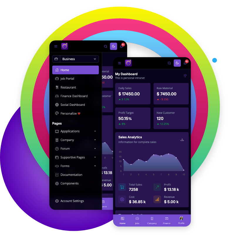 DevUIUX mobile dashboard template for developer with Bootstrap 5 HTML ...